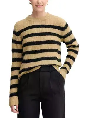 MOS MOSH Thora Striped Crew-neck Sweater - Neutrals