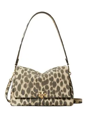 Tory Burch Charlie Suede Shoulder Bag - Leopard Spots