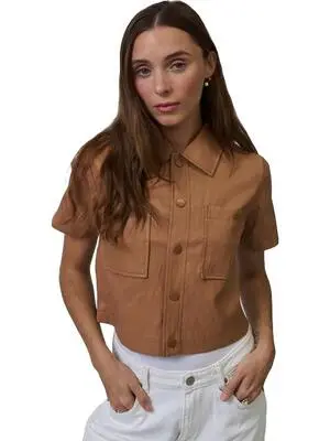 Central Park West Chelsea Vegan Cropped Jacket - Brown