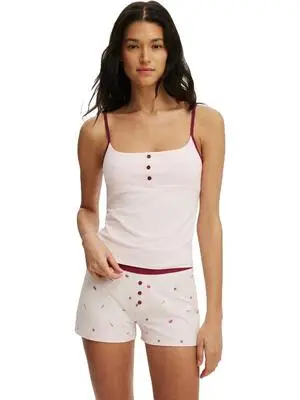 Cotton:on Dreamy Soft Henley Cami - Pink Kiss Crushed Berry