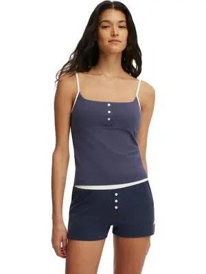Cotton:on Dreamy Soft Henley Cami - Steely Blue Coconut Milk