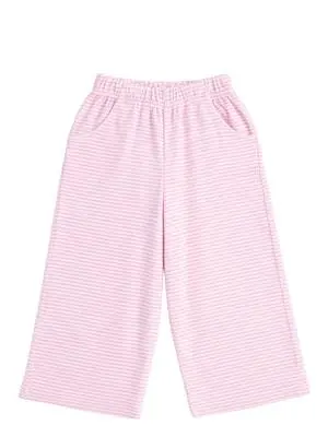 FLORENCE EISEMAN Stripe Terry Wide Leg Pant - Pink/white
