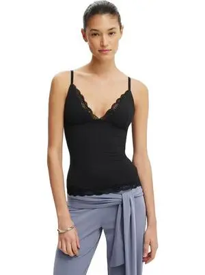COTTON ON Lace Trim Cami - Black