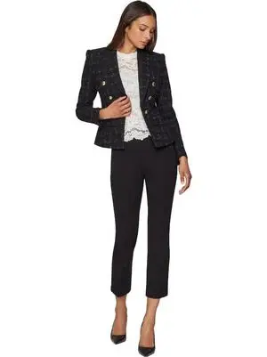 Generation Love Elsa Windowpane Tweed Blazer - Black/white