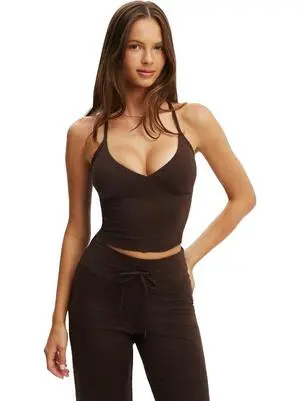 Cotton:on Active Ultra Soft Tri Crossback Cami French Roast