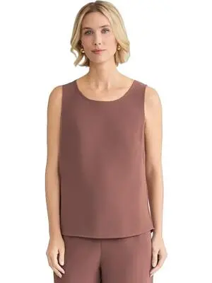 Misook Classic Crepe De Chine Tank Top - Brown