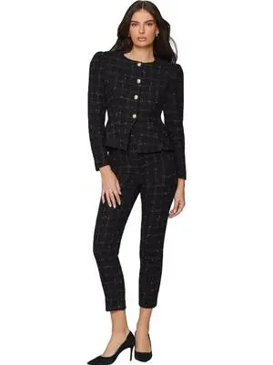 Generation Love Cynthia Windowpane Tweed Jacket - Checkered/ Plaid/ Black