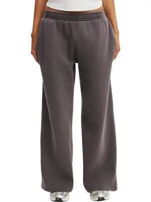 Cotton:on Active Fleece Wide Leg Sweatpant - Washed Violet Grey