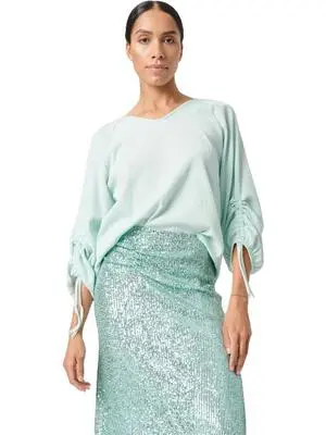 SOAKED IN LUXURY Catharina V-neck Blouse - Surf Spray