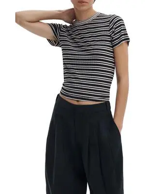 Rag & Bone Luca Rib Stripe T-Shirt Ivory/black Multi