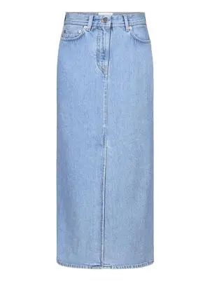 Loulou De Saison Rona Lds Denim Midi Skirt - Blue