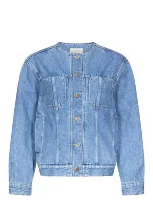 Loulou De Saison Rima Collarless Denim Jacket - Blue