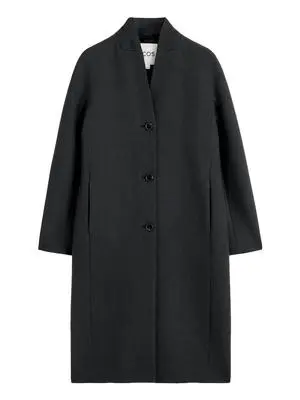 Cos Collarless Wool-twill Coat - Dark Grey