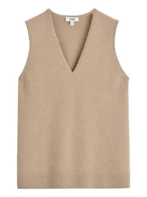 Cos Wool V-Neck Tunic Vest Beige