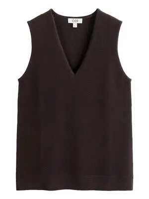 Cos Wool V-Neck Tunic Vest Brown