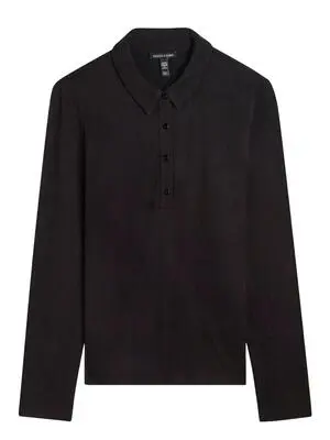Eileen Fisher Button-up Polo Top - Black