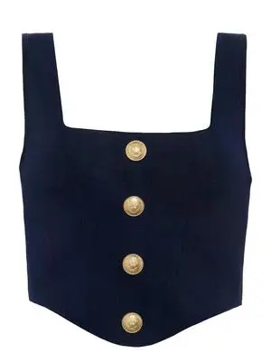 L'Agence Button-embellished Tank Top - Blue
