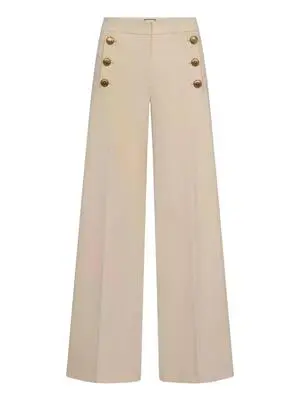 Seductive Button-detail Palazzo Trousers - Neutrals