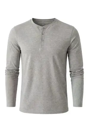 PATRICK ASSARAF Button Henley T-shirt - Grey