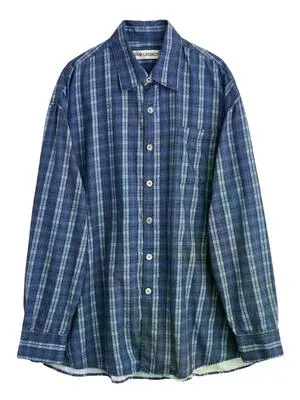 Our Legacy Borrowed Checked Chest-pocket Shirt - Blue