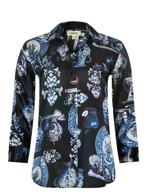 L'Agence Dani Porcelain-print Blouse - Black