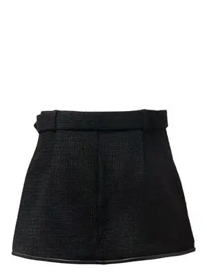SELF-PORTRAIT Boucle Belted Mini Skirt - Black