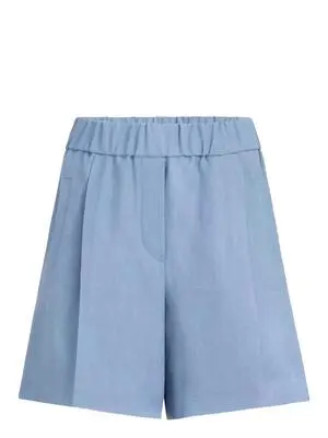 Brunello Cucinelli Viscose And Linen Fluid Twill Baggy Shorts - Blue