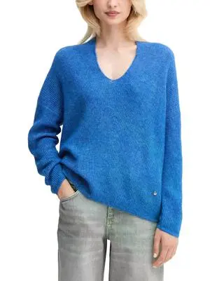 MOS MOSH V-neck Long Sleeve Sweater - Blue