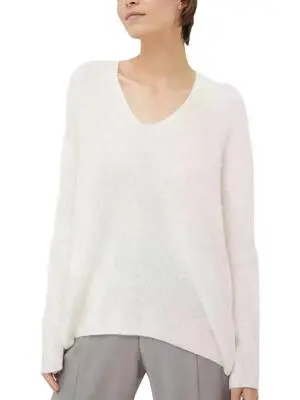 MOS MOSH Thora V-neck Sweater - White