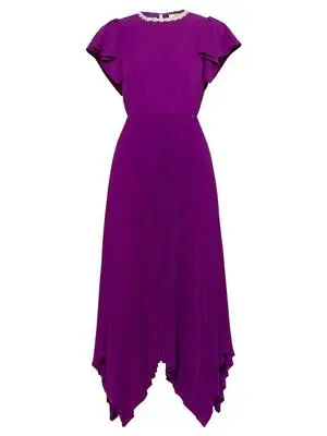 NISSA Crystal-embellished Pleated Dress - Purple