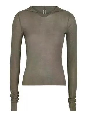Rick Owens Ribbed-knit Hoodie - Grey