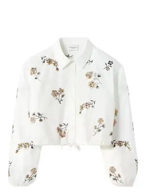 Claudie Pierlot Floral Shirt With Drawstring - White