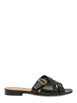Bally Woven Buckle Leather Sandals - Black