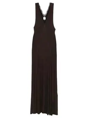 Nanushka Ignia Lace-detail Maxi Dress - Brown