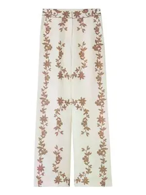 Claudie Pierlot Floral Straight Leg Trousers - Neutrals