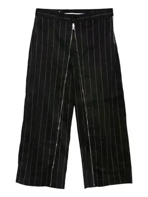 R13 Striped Front Zip Trousers - Black