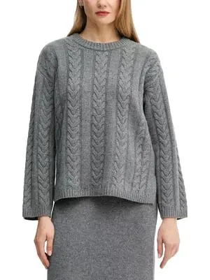 MOS MOSH Bryndis Cable-knit Sweater - Grey