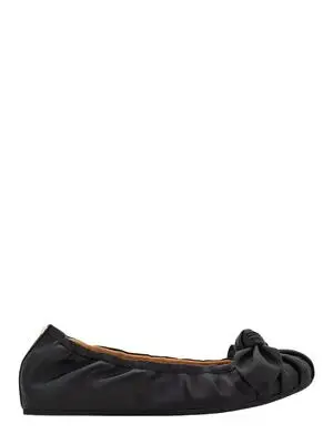 FERRAGAMO Bow-detail Leather Ballet Flats - Black