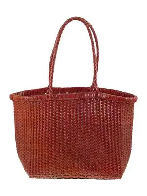 Dragon Diffusion Woven Braided-handle Leather Shoulder Bag - Red