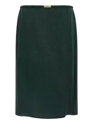 Gucci Logo Knit Silk Midi Skirt - Green