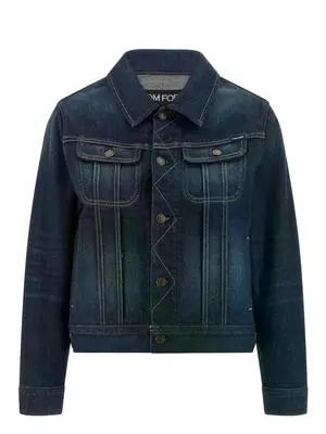 TOM FORD Contrast-stitching Denim Jacket - Blue