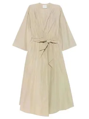 FORTE_FORTE V-neck Belted Midi Dress - Neutrals