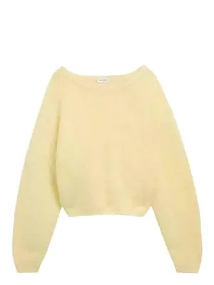 American Vintage Boat-neck Cropped Sweater - Yellow