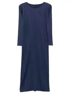 Issey Miyake Pleated Midi Dress - Blue