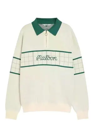 MALBON Logo-embroidered Knit Polo Shirt - Neutrals