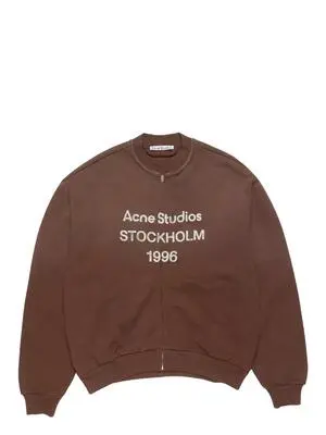 Acne Studios Logo-print Zip Cardigan - Brown