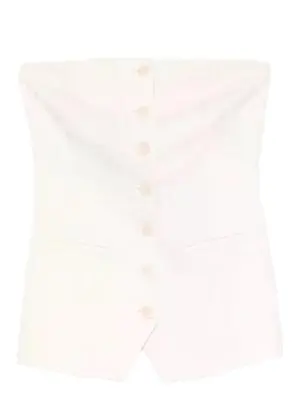 Patrizia Pepe Button Strapless Top - Neutrals