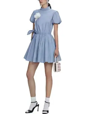 SELF-PORTRAIT Puff-sleeve Mini Dress - Blue