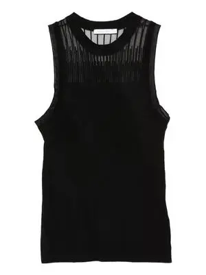 Patrizia Pepe Sheer Panel Knit Top - Black