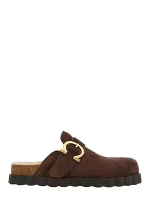 FERRAGAMO Gancini Buckle Clogs - Brown